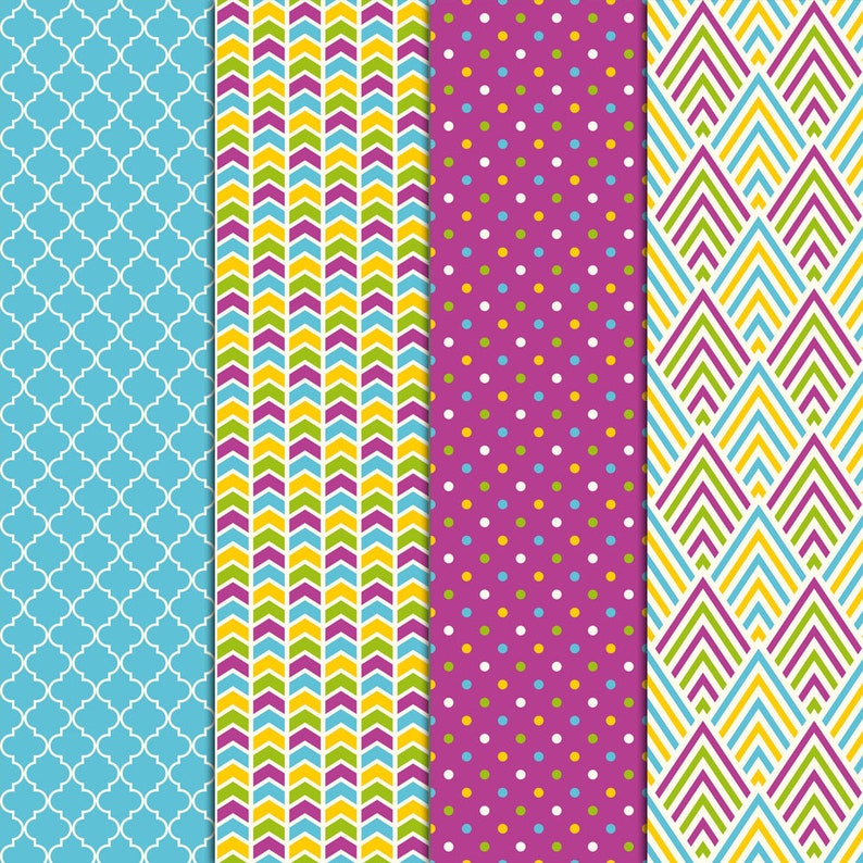 Fun and Bright Colors Patterns 20 Digital Papers 12x12 | Etsy