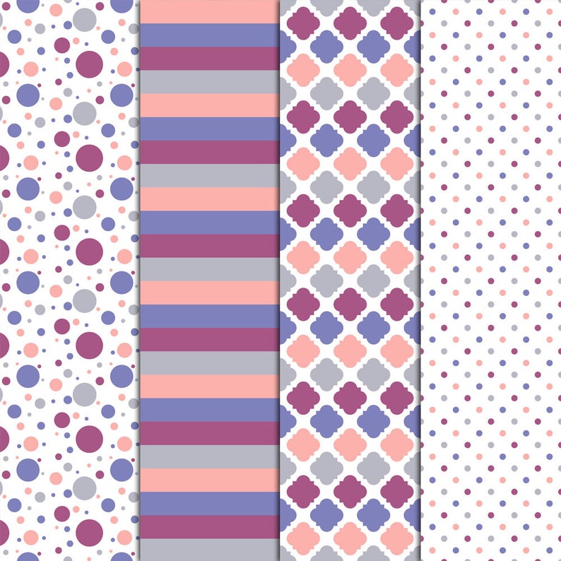 Purple Grey and Pink Patterns 20 Digital Papers 12x12 PAT - Etsy