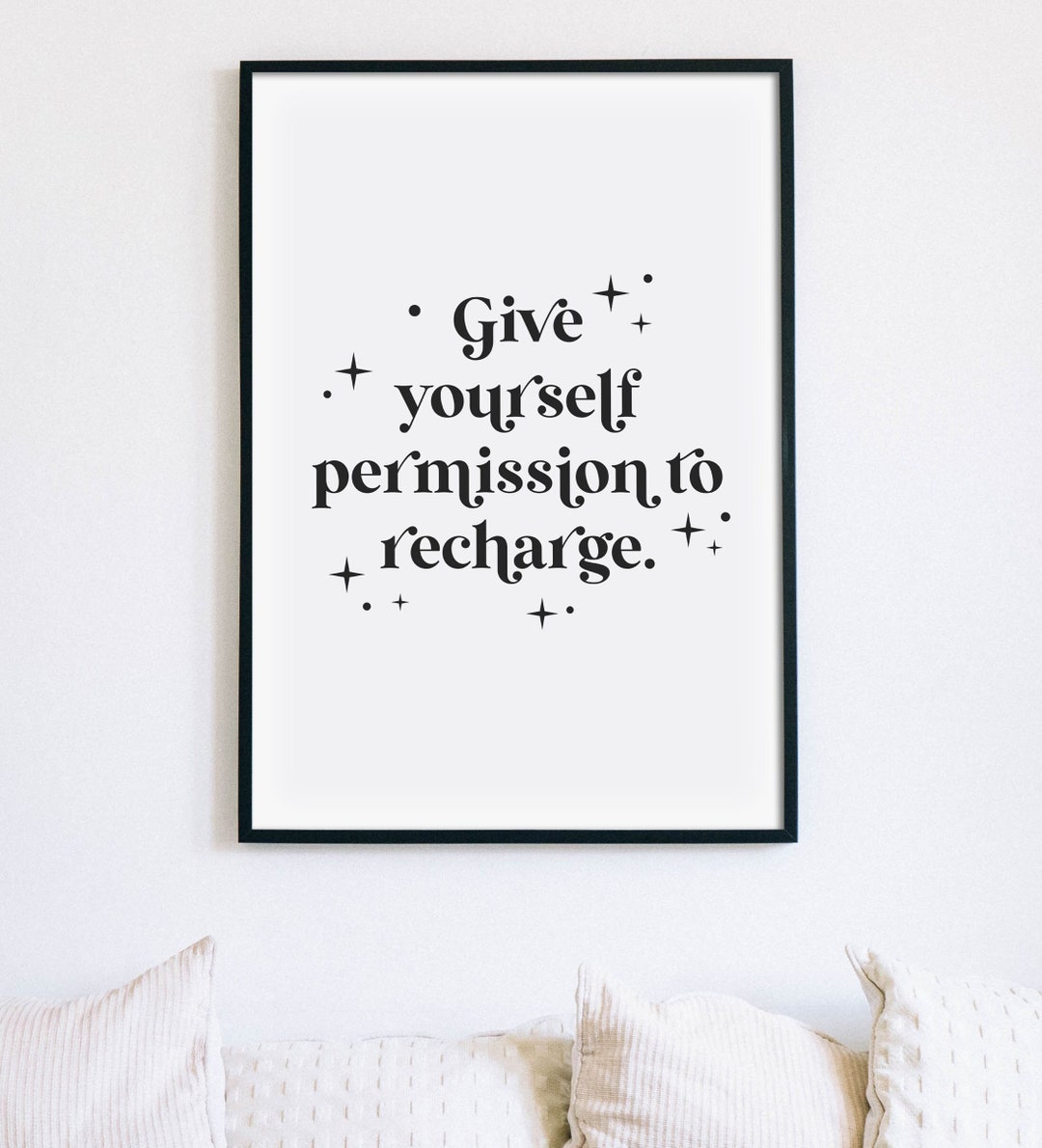 Give Yourself Permission to Recharge Print, Mental Health Sign, Self ...