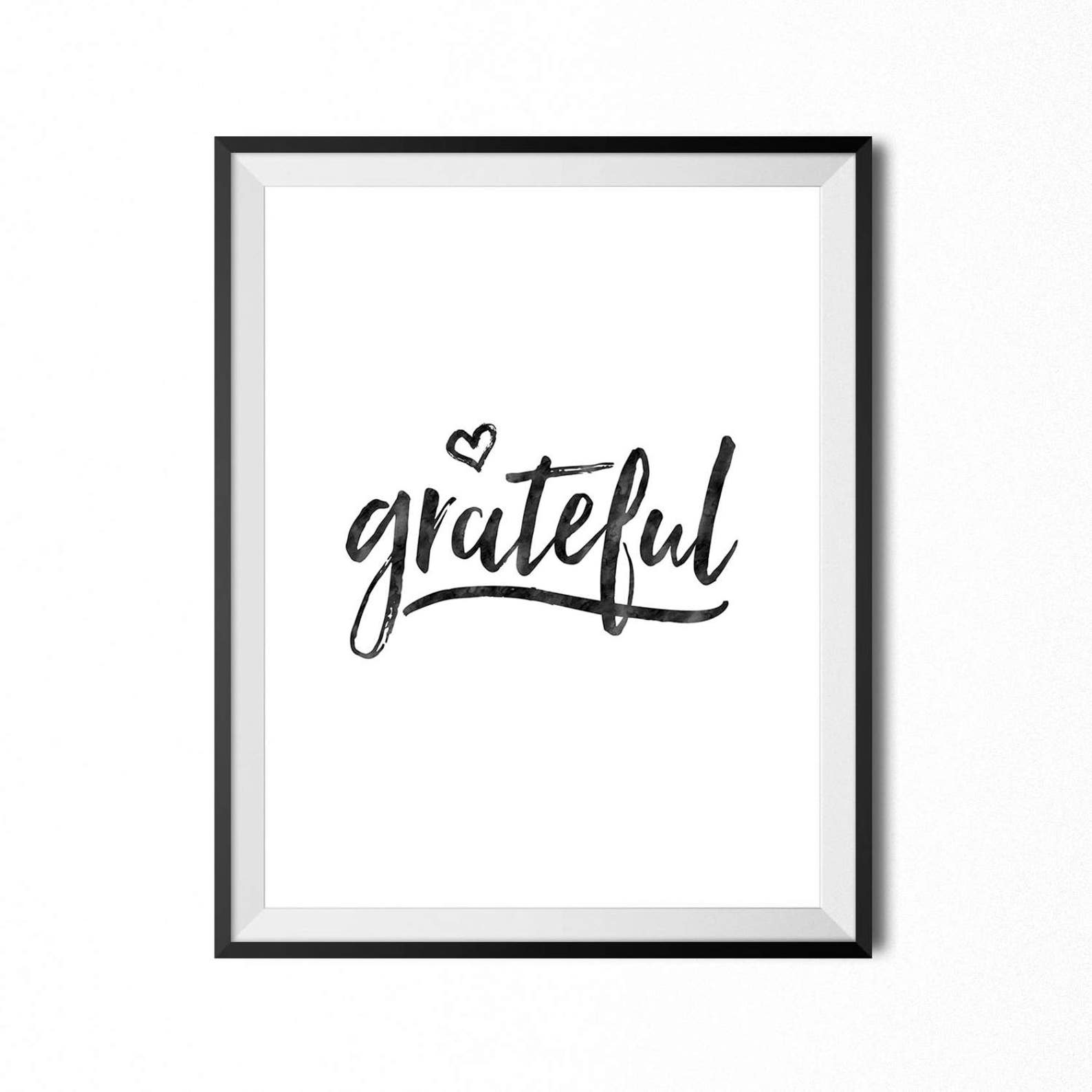 Grateful, Printable Art, Quote, Inspirational Typography Print, Digital ...