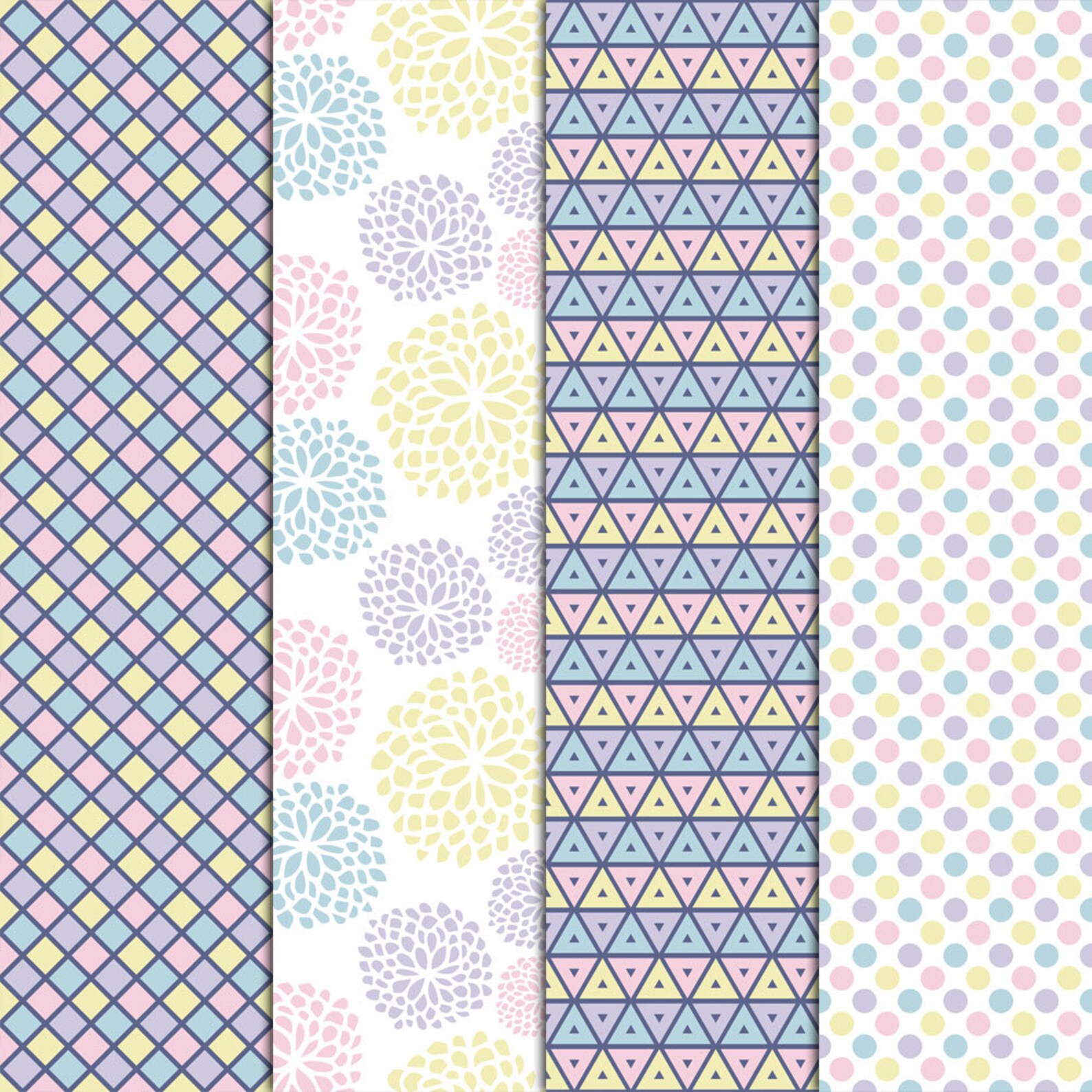 Playful Pastel Patterns 20 Digital Papers 12x12 PAT File - Etsy