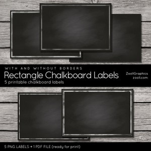 Rectangle Chalkboard Labels With and Without Borders, 2“x3“, Printable ...