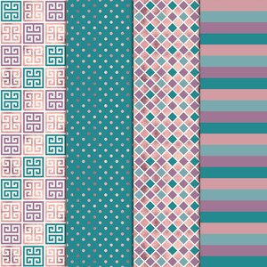 Purple, Teal & Rose Gold Patterns, 20 Digital Papers 12x12, Photoshop ...