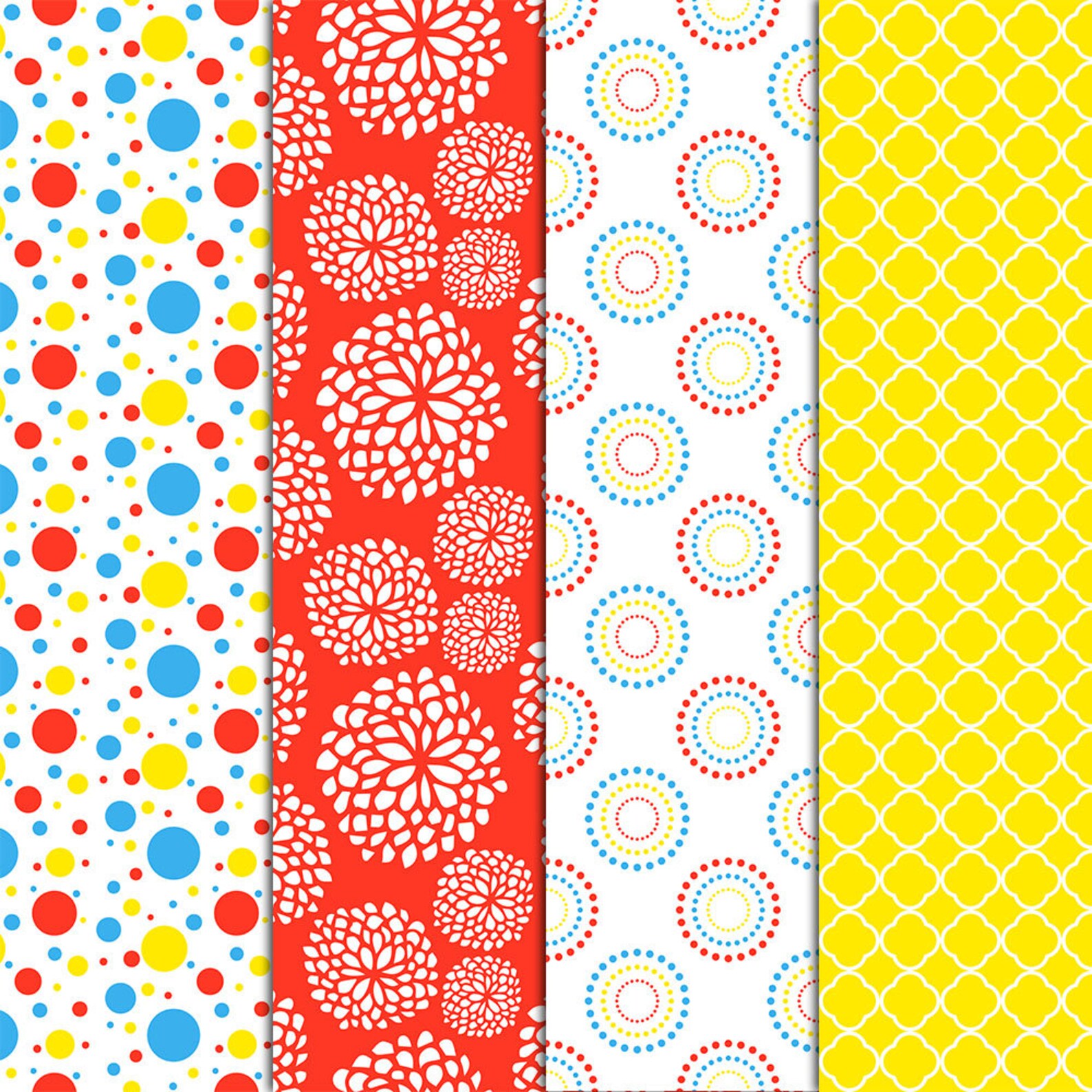 Yellow, Red and Blue Patterns, Primary Colors, Colorful, 20 Digital ...