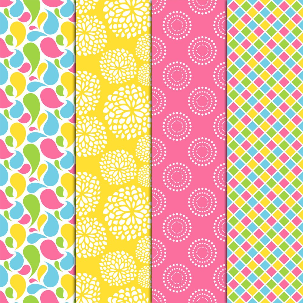 Colorful Spring Patterns 20 Digital Papers 12x12 | Etsy