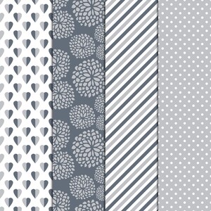 Gray/grey Patterns, 20 Digital Papers (12“x12“), PAT File Included ...