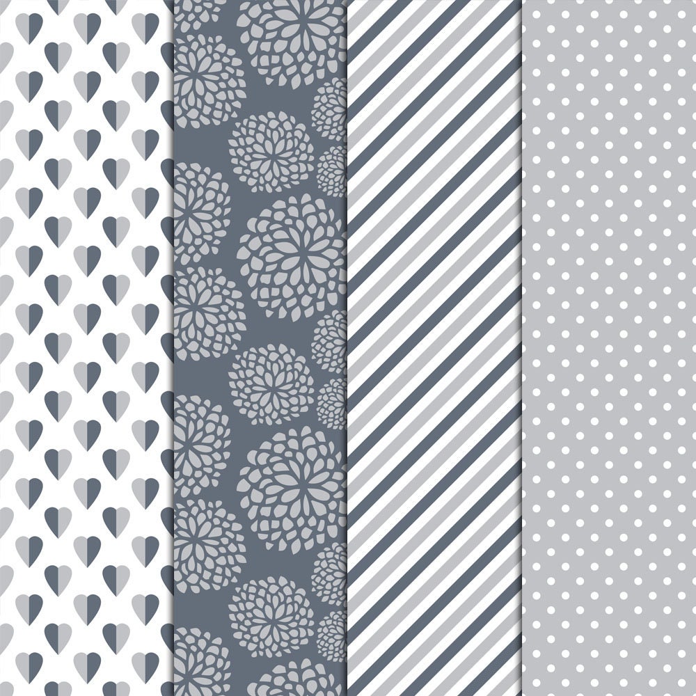 Gray/Grey Patterns 20 Digital Papers 12x12 PAT File | Etsy
