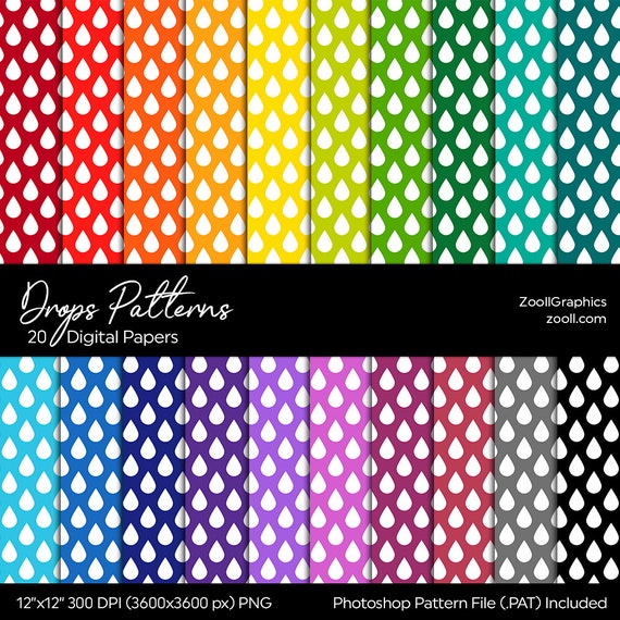 Drops Patterns 20 Digital Papers 12x12 PAT File Included - Etsy