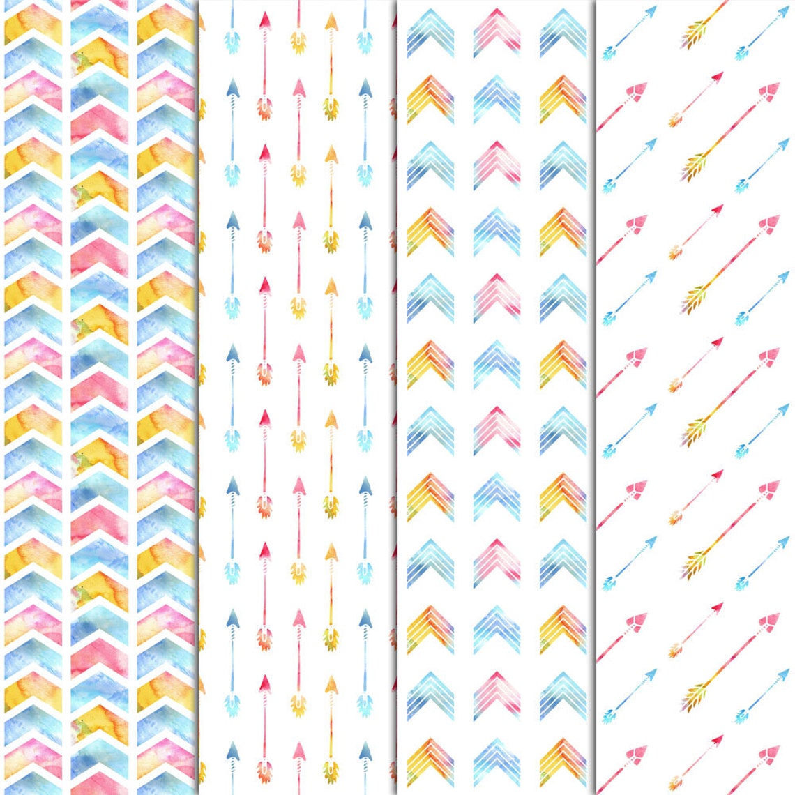 Watercolor Arrows Patterns 12 Digital Papers 12x12 - Etsy
