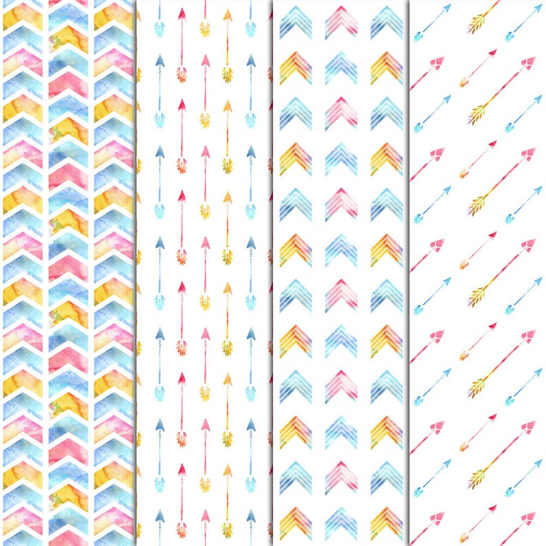 Watercolor Arrows Patterns 12 Digital Papers 12x12 - Etsy