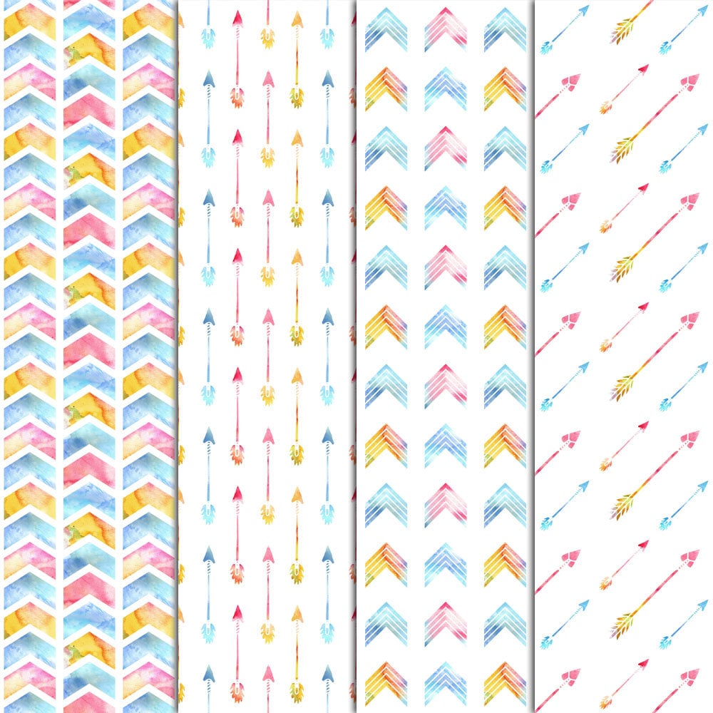 Watercolor Arrows Patterns 12 Digital Papers 12x12 - Etsy