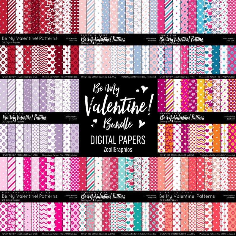 Be My Valentine BUNDLE Over 150 Digital Papers - Etsy