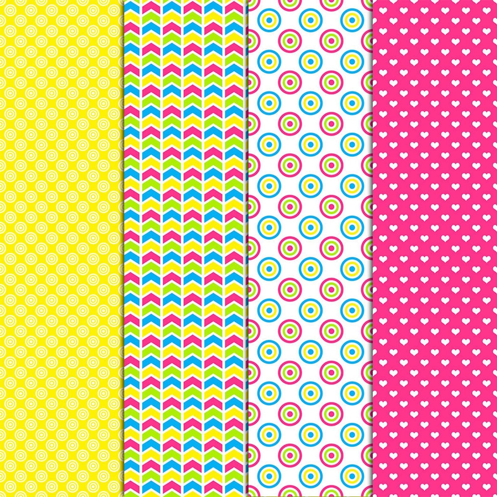 Neon Colors Patterns 20 Digital Papers 12x12 Photoshop | Etsy