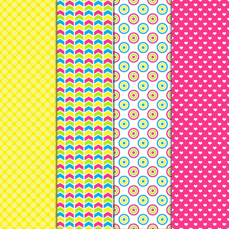 Neon Colors Patterns 20 Digital Papers 12x12 Photoshop - Etsy