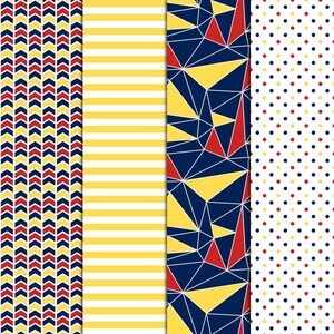 Red, Blue & Yellow Patterns, 20 Digital Papers (12“x12“), Photoshop ...