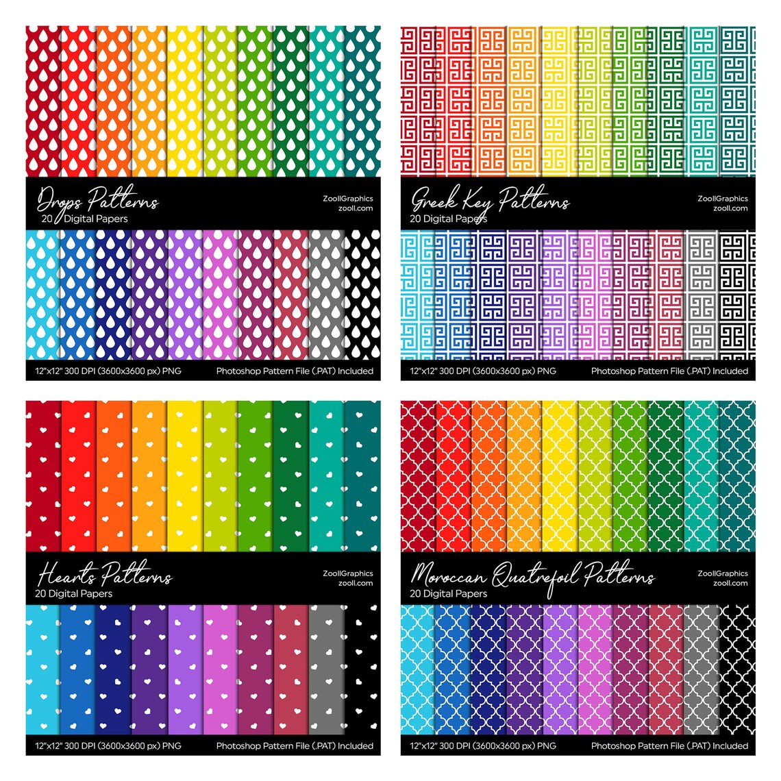 Rainbow Digital Papers BUNDLE Over 300 Digital Papers - Etsy