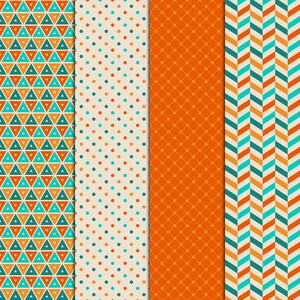 Orange and Teal Patterns, 20 Digital Papers 12x12, Pattern File .PAT ...