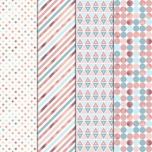 Pink, Blue & Rose Gold Patterns, 20 Digital Papers 12“x12“, PAT File ...