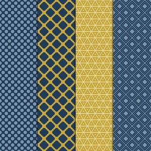Mustard and Blue Patterns, 20 Digital Papers (12“x12“), PAT File ...