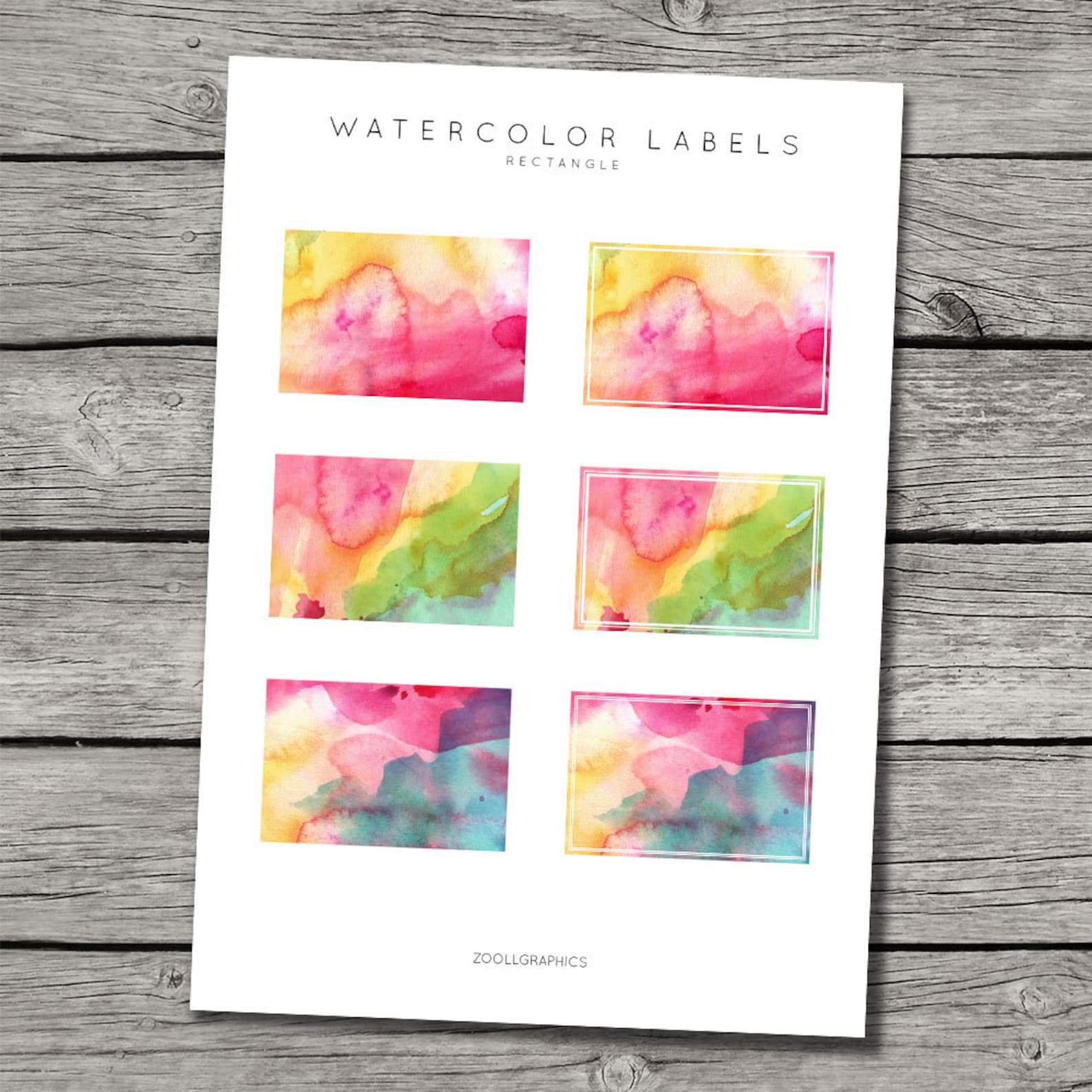 Rectangle Watercolor Labels With and Without Borders 2x3 - Etsy