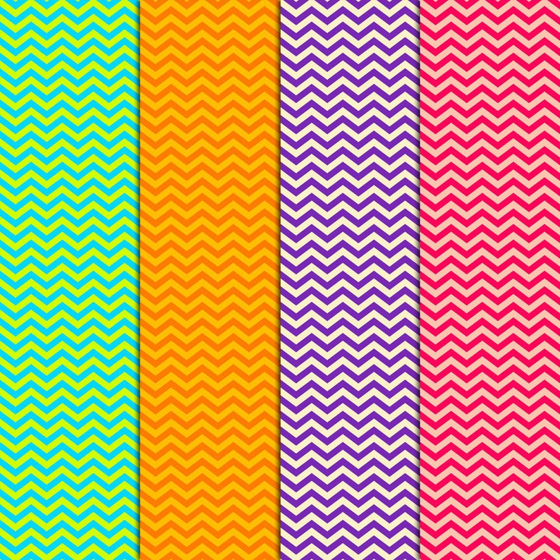Vibrant Summer Colors Patterns, Neon Paper, 20 Digital Papers 12x12 ...