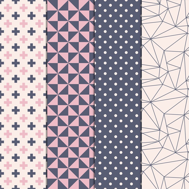 Purple And Pink Patterns 20 Digital Papers 12x12 | Etsy