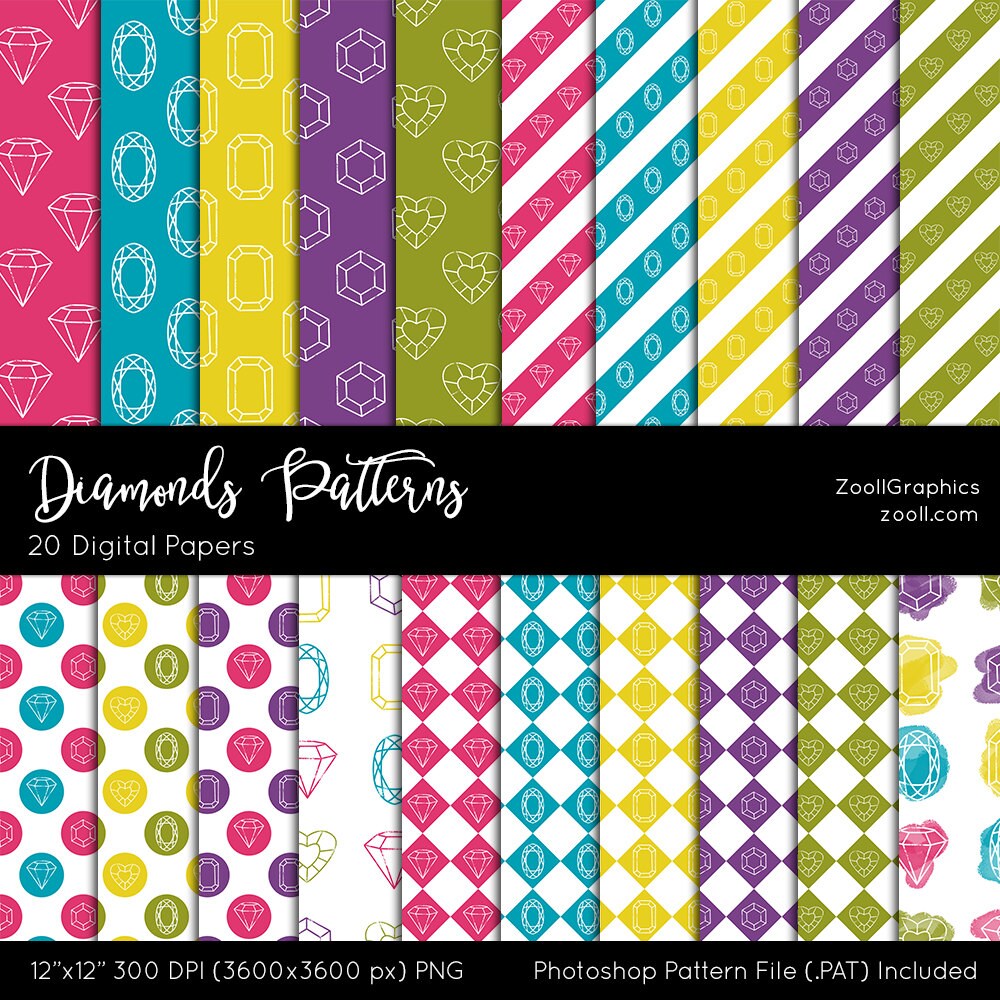 Diamonds Patterns Digital Paper 20 Digital Papers 12x12 | Etsy