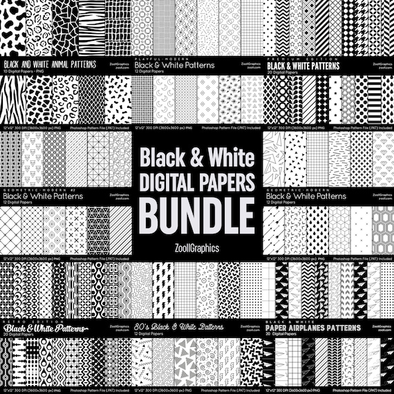 Black and White Digital Papers BUNDLE Over 100 Digital Papers - Etsy
