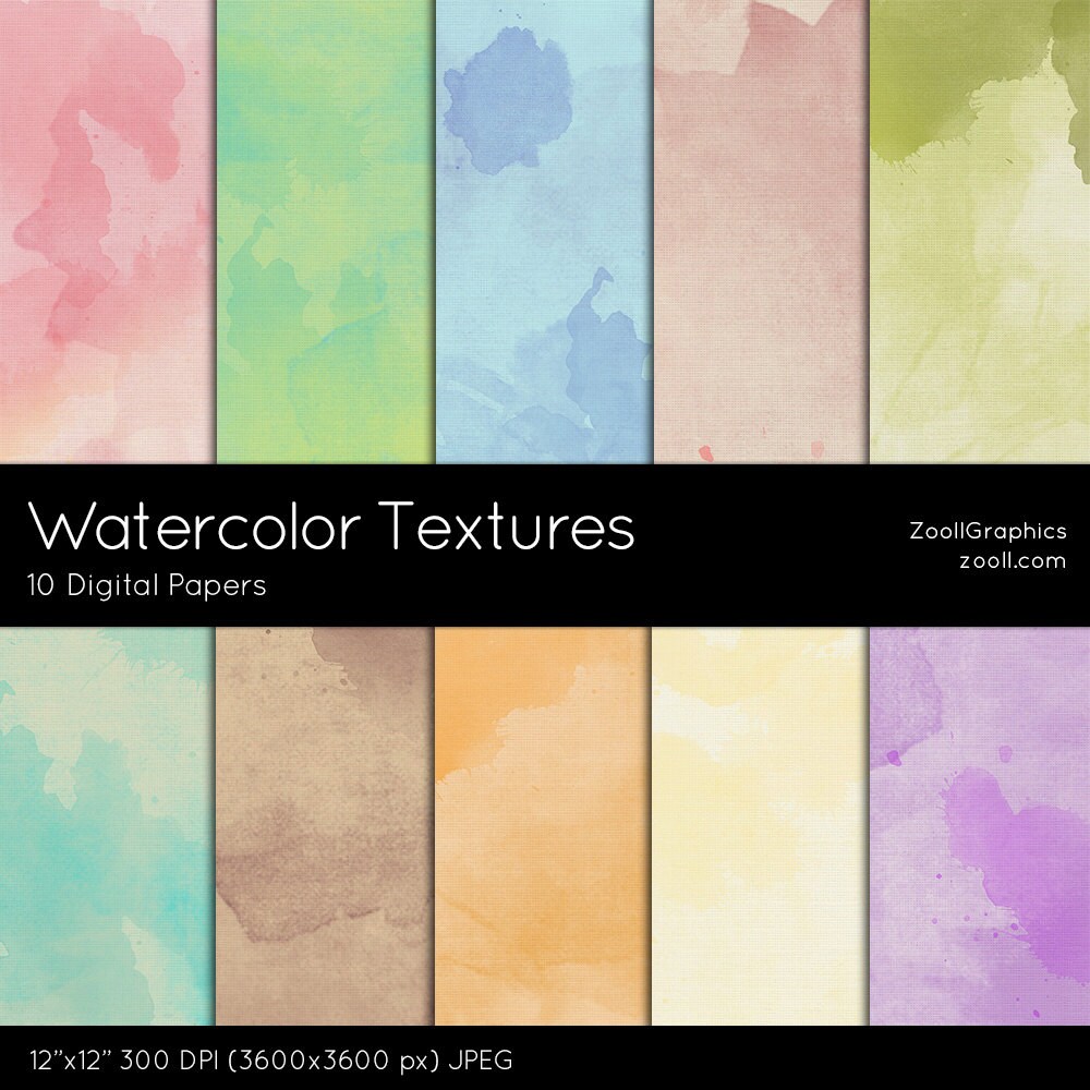 Watercolor Textures Digital Paper 10 Digital Papers | Etsy