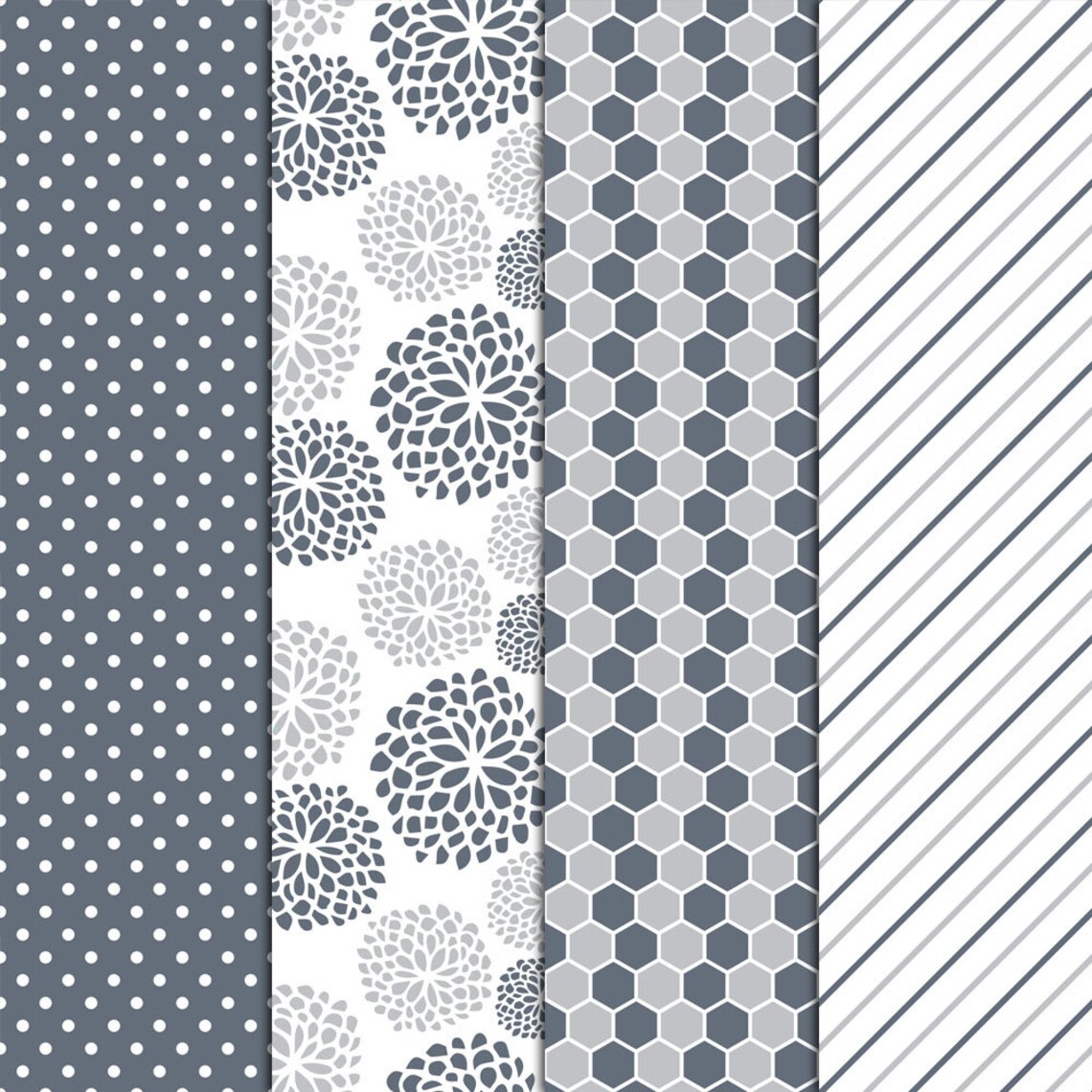 Gray/grey Patterns, 20 Digital Papers (12“x12“), PAT File Included ...