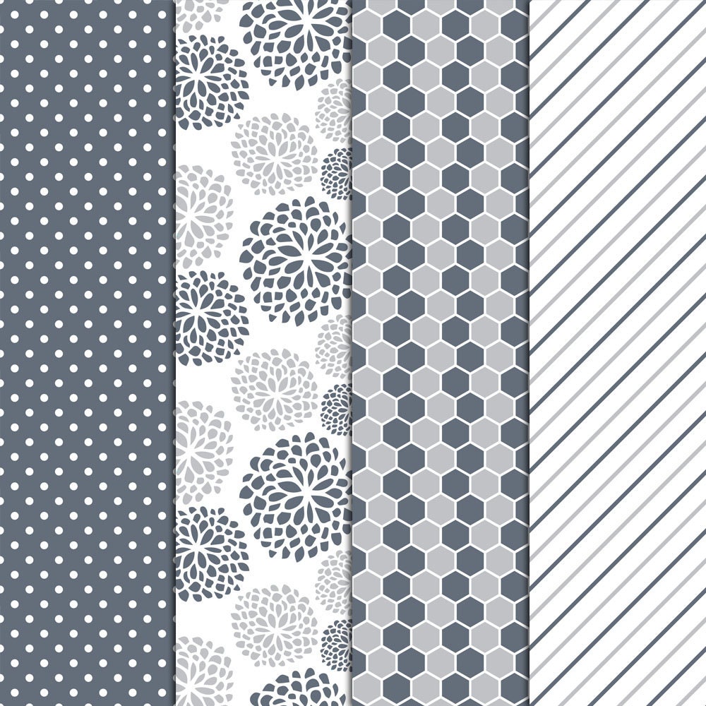 Gray/Grey Patterns 20 Digital Papers 12x12 PAT File | Etsy