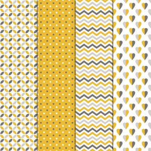 Mustard & Gray Patterns, 20 Digital Papers 12“x12“, Pattern File PAT ...