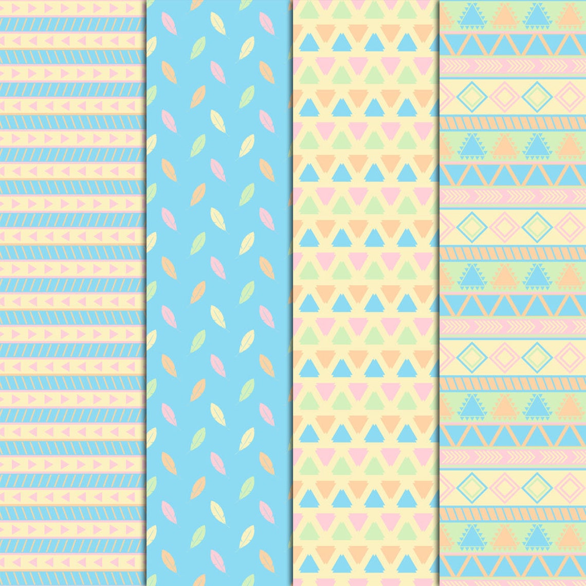 Bohemian Tribal-pastel Edition 12 Digital Papers 12x12 | Etsy