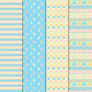 Bohemian Tribal-pastel Edition, 12 Digital Papers (12“x12“), PAT File ...