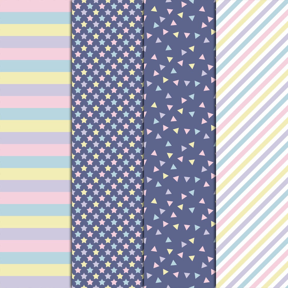 Playful Pastel Patterns 20 Digital Papers 12x12 PAT File - Etsy