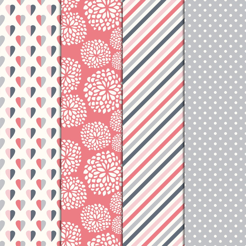 Pink And Gray/Grey Patterns Digital Paper 20 Digital Papers | Etsy