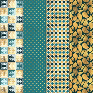 Teal and Gold Patterns, 20 Digital Papers 12“x12“, PAT File Included ...