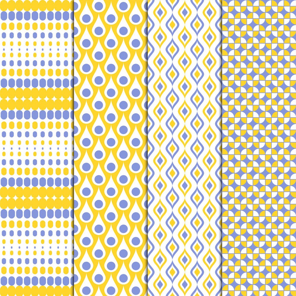 Blue And Yellow Retro Patterns 20 Digital Papers 12x12 | Etsy