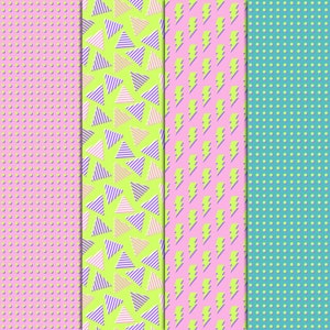 80's Retro Light Patterns, 80's/90's Patterns, 16 Digital Papers 12"x12 ...