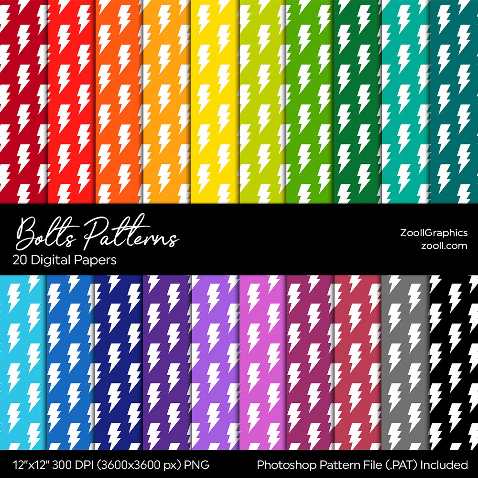 Bolts Patterns 20 Digital Papers 12x12 PAT File Included - Etsy