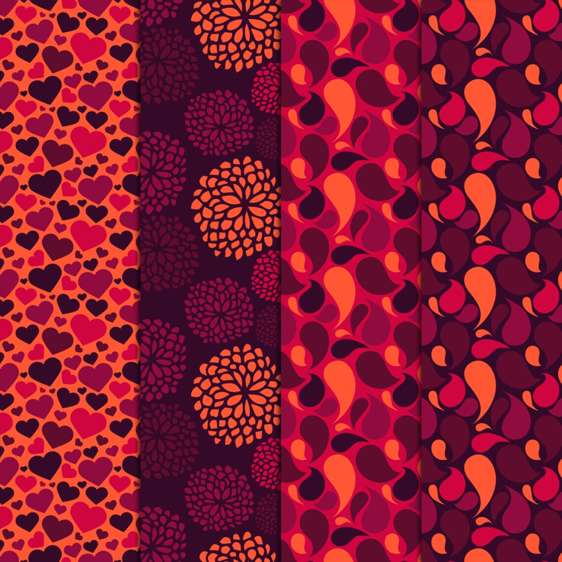 Purple Pink and Orange Patterns 20 Digital Papers - Etsy