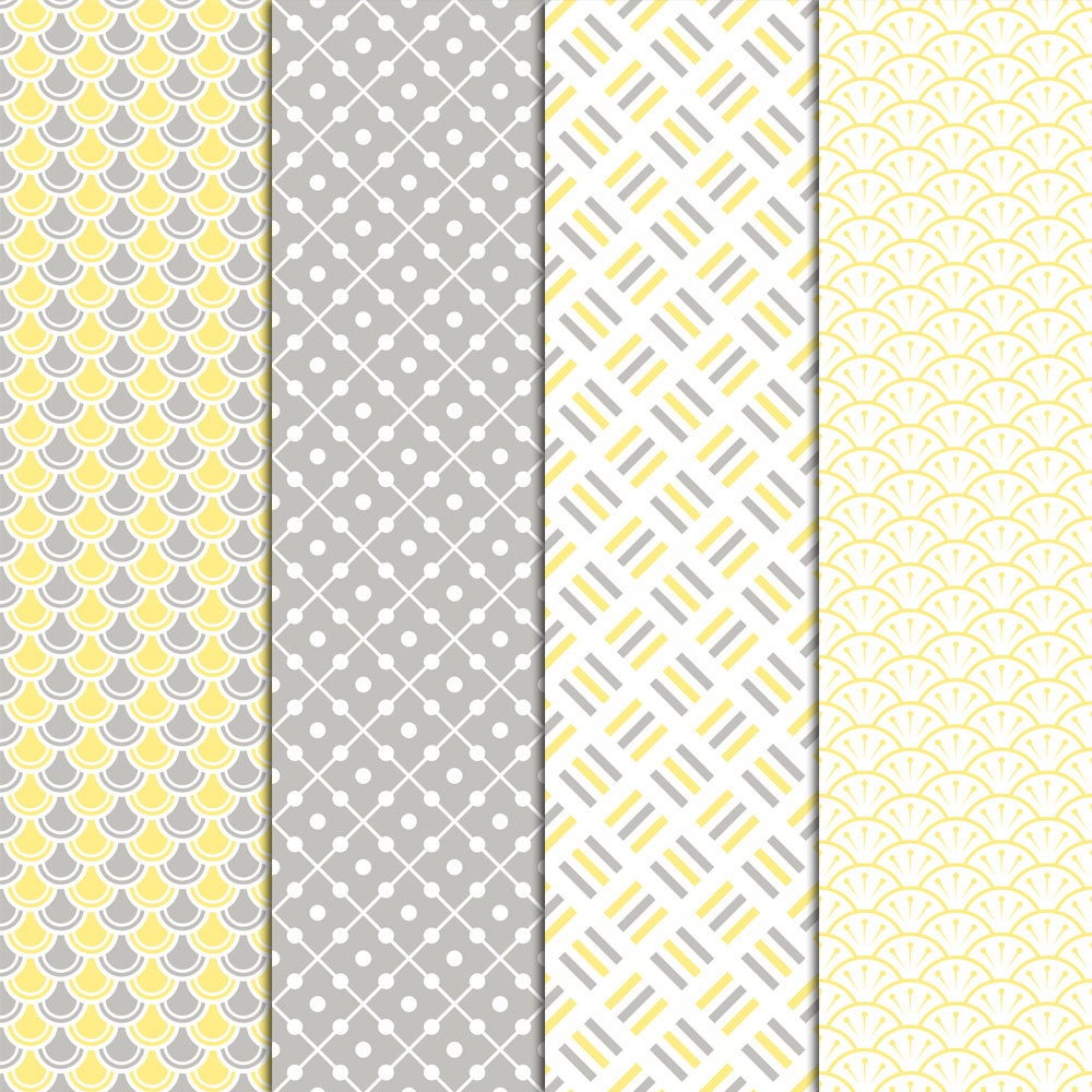 Yellow and Gray Patterns 20 Digital Papers 12x12 | Etsy