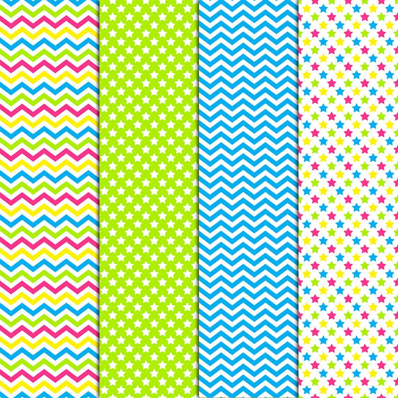 Neon Colors Patterns 20 Digital Papers 12x12 Photoshop - Etsy