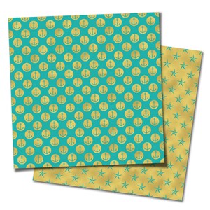 Seaside Patterns Gold Turquoise 16 Digital Papers (12“x12“), Pattern ...