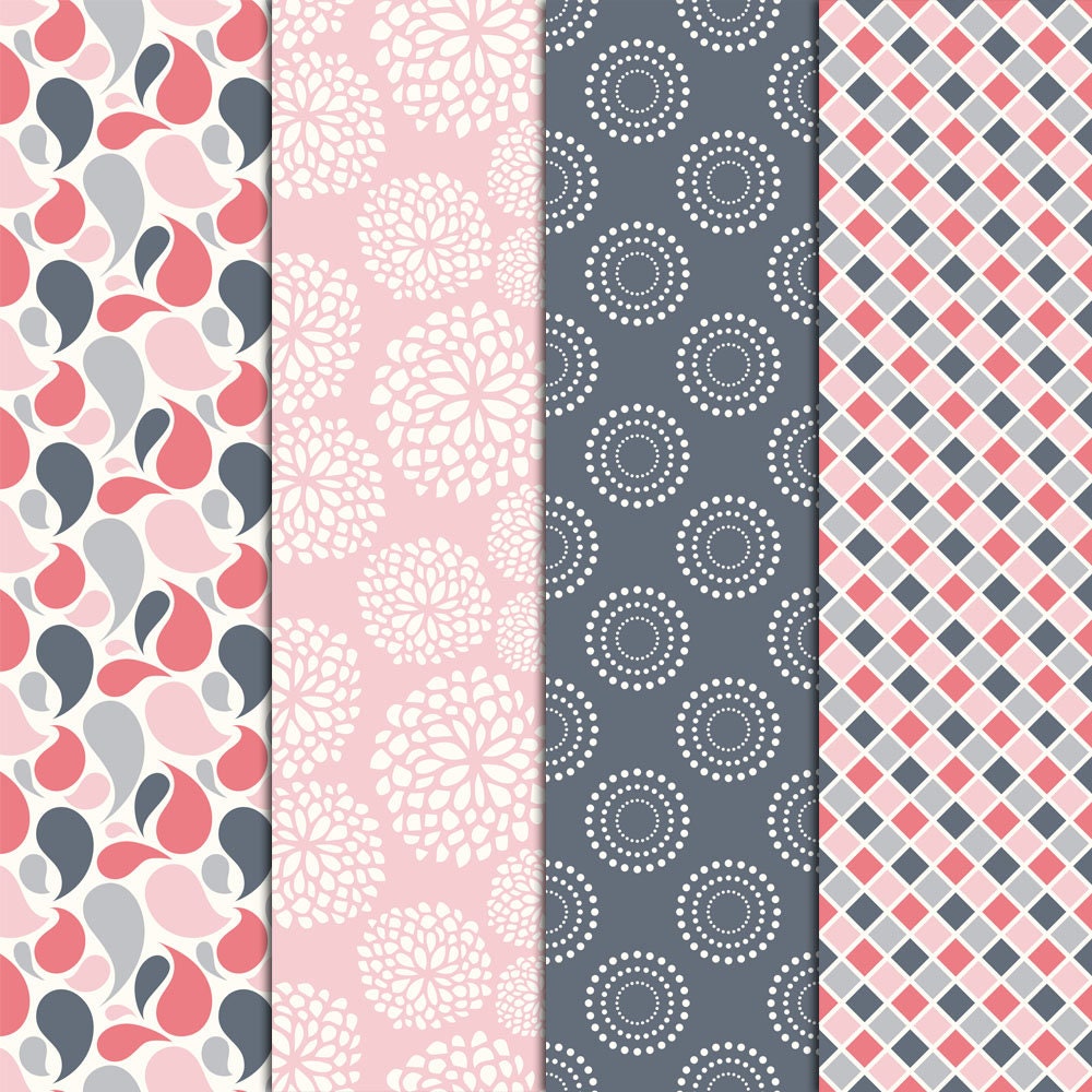 Pink And Gray/Grey Patterns Digital Paper 20 Digital Papers | Etsy