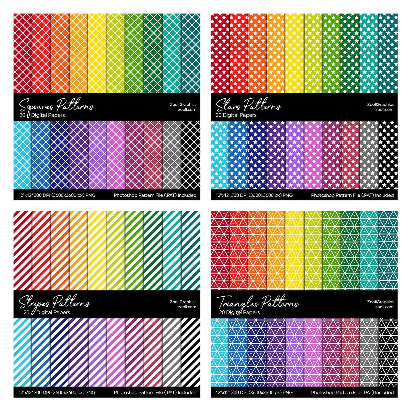 Rainbow Digital Papers BUNDLE Over 300 Digital Papers - Etsy