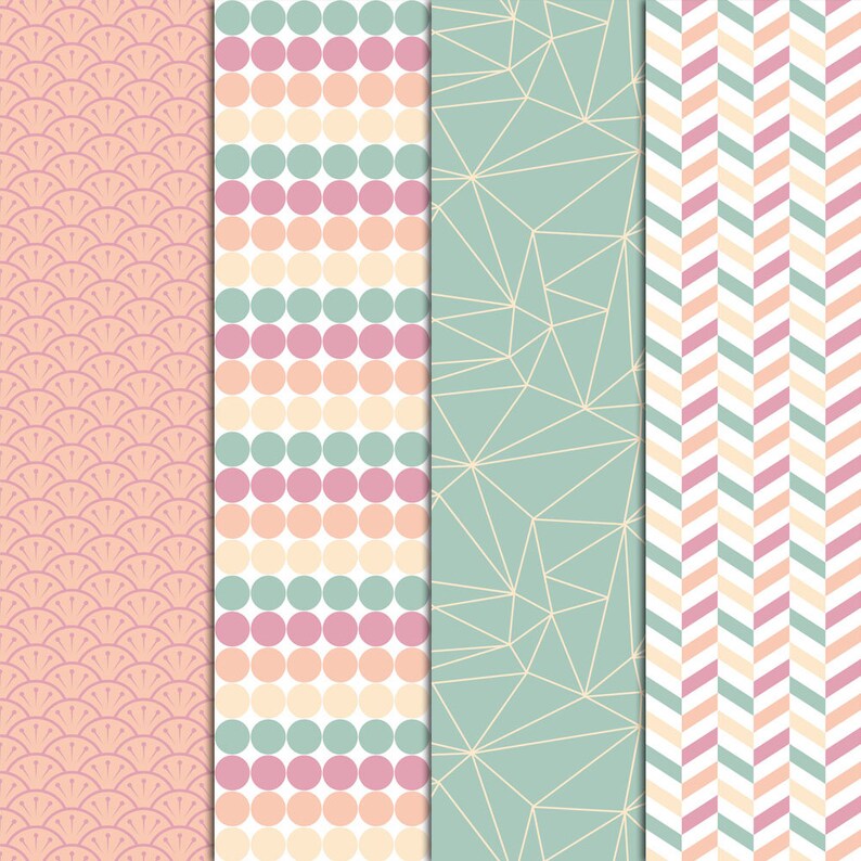 Sunkissed Pastel Patterns 20 Digital Papers 12x12baby | Etsy