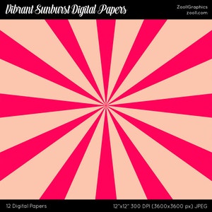 Vibrant Sunburst Digital Papers, Summer Paper, Texture, 12 Digital ...