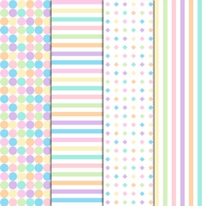 Pretty Pastel Patterns, 20 Digital Papers (12“x12“), Pattern File PAT ...