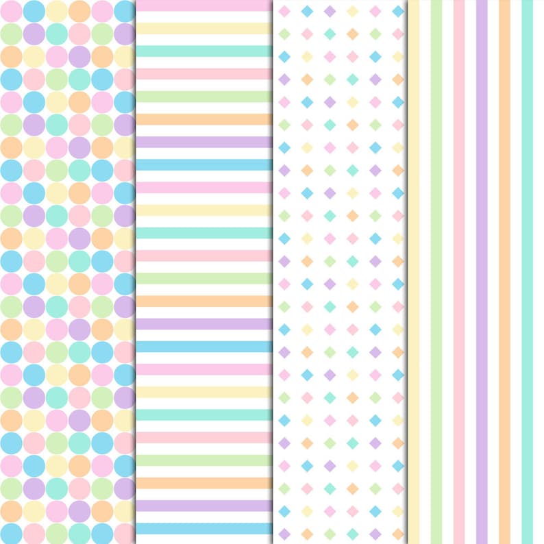 Pretty Pastel Patterns 20 Digital Papers 12x12 Photoshop - Etsy